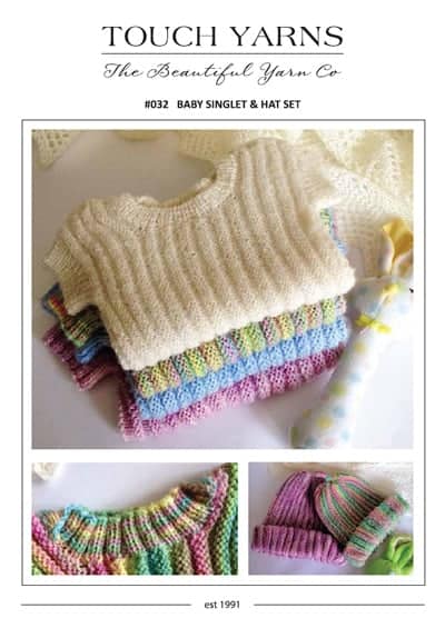 032 Baby Singlet & Hat Set – 2ply & 4ply | Knit World NZ