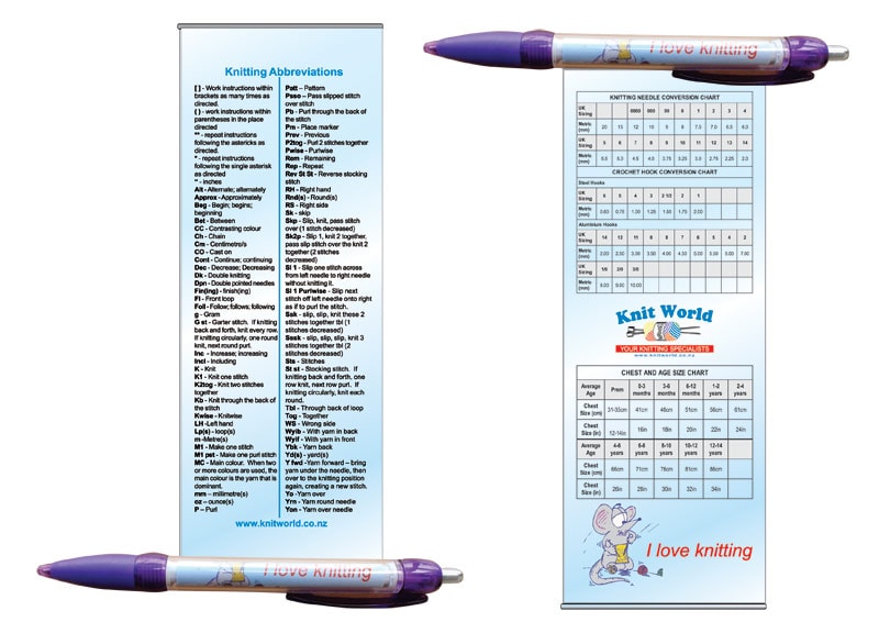 Knitter's Pen with Pull-Out Charts – Handy Tool | Knit World NZ